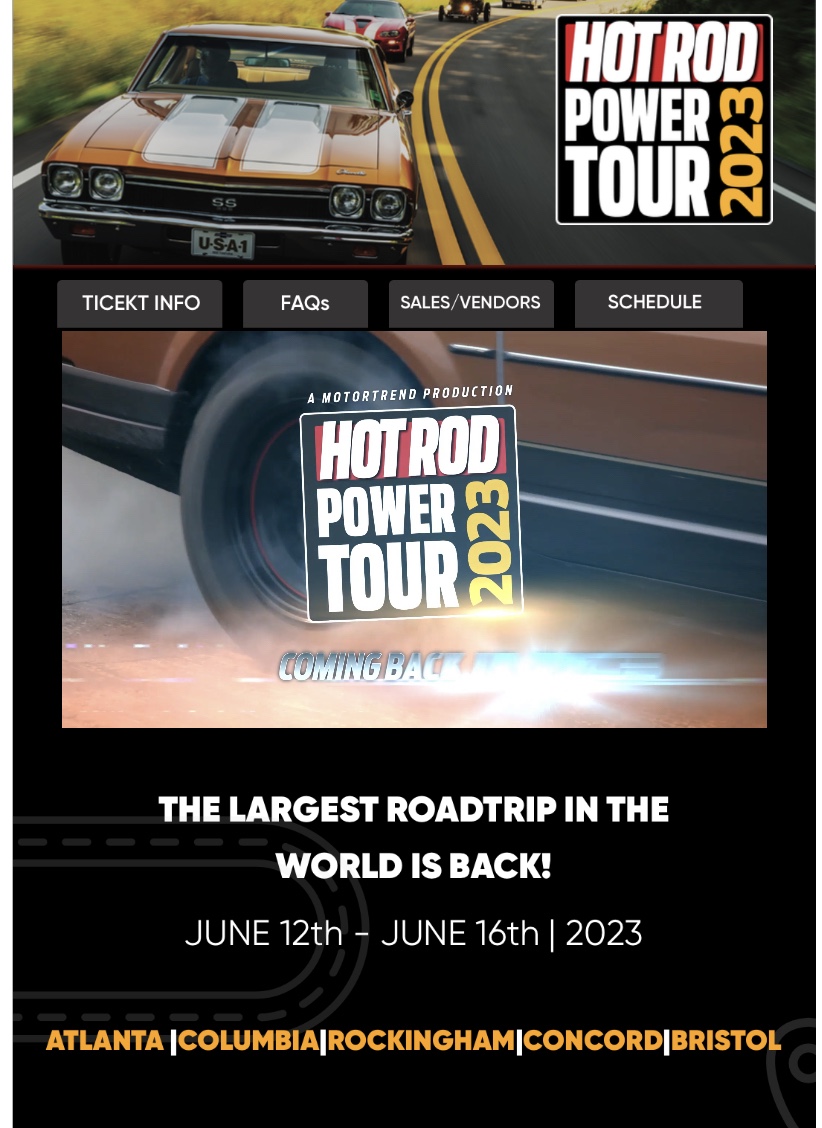 2023 Hot Rod Power Tour Schedule